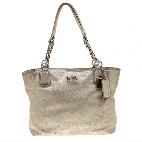 Coach | Bags | Coach Platinum Leather Metallic Bag | Poshmark